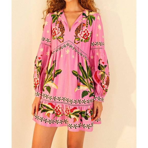 FARM Rio | Dresses | New Farm Rio Leopard Forest Mini Dress In Leopard ...